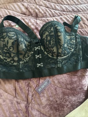 Adore Me Corset Style Bra In Black Floral Lace With Snap Front Details ...