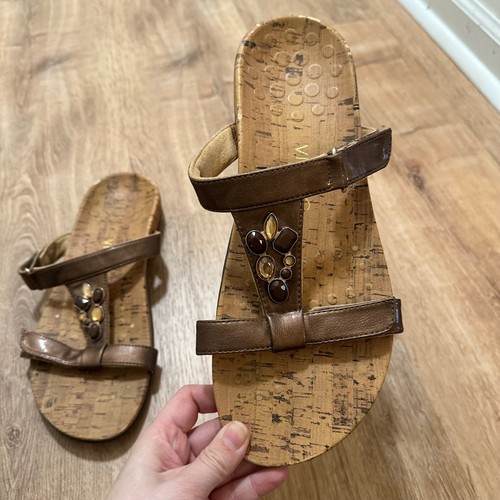 Vionic | Woman's Viviana Embellished Metallic Bronze Cork Footbed ...