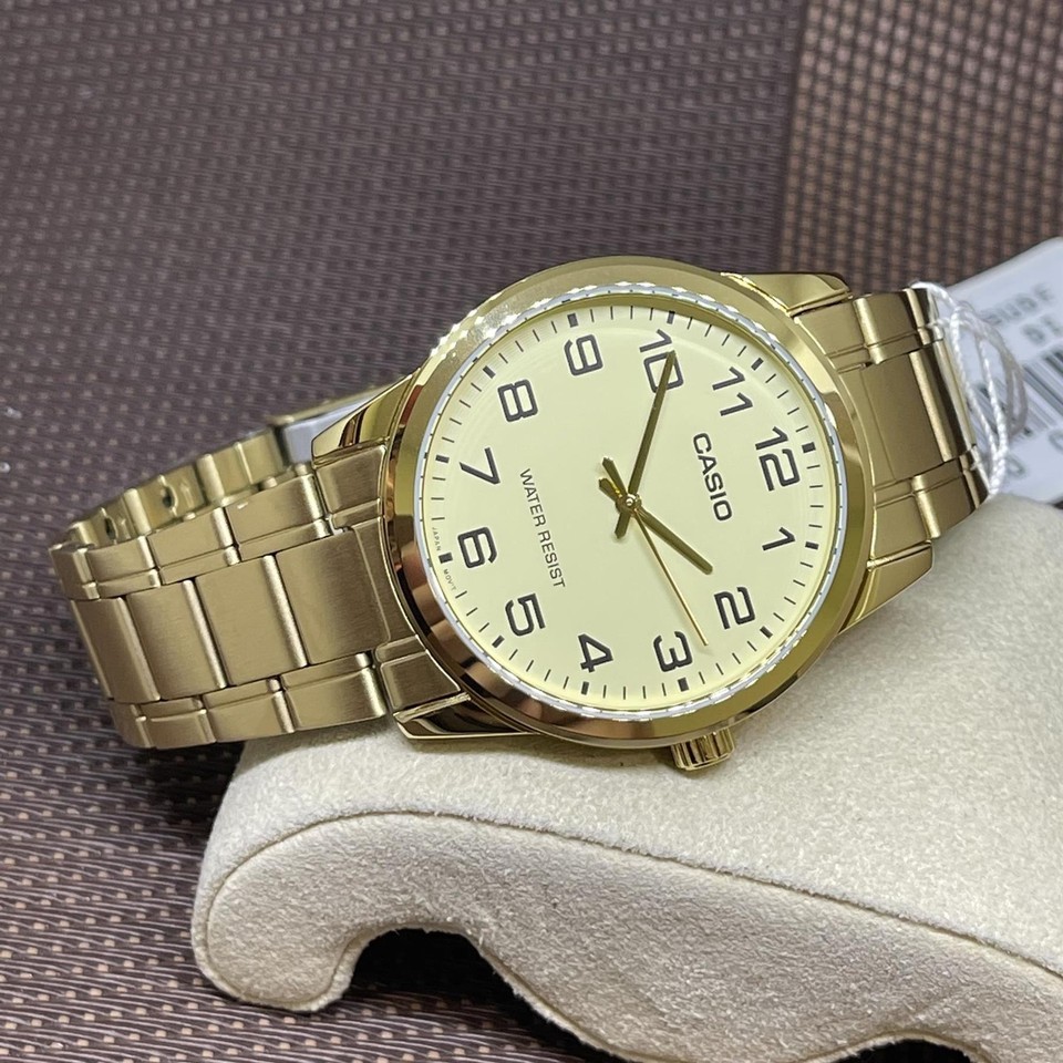 Casio MTP-V001G-9B Men's Champagne Dial Gold Tone Stainless Steel ...