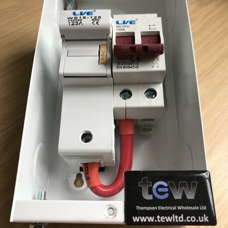 Metal Fused Box c/w DP 100A Isolator with 63A/80A/100A fuses MCFS100/3F ...