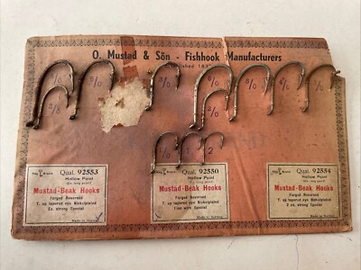 Vintage O. Mustad & Son Fish Hook Salesman Sample Card Norway Original ...