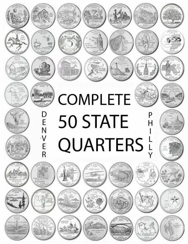 USA State Quarter Set - 112 Coins - 50 States plus 6 Territories - Both ...