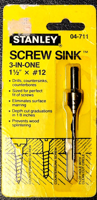 STANLEY SCREW SINK 3 IN ONE 04-711 COUNTERSINK DRILL BIT VINTAGE | eBay