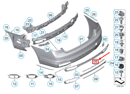 NEW BMW 7 G11 REAR BUMPER CENTRE UPPER BUMPER TRIM 51127369915 OEM NO🇺🇸 ...