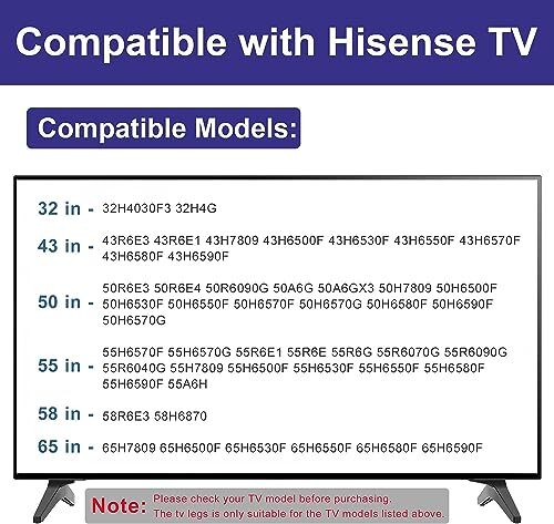 TV Base Stand for Hisense TV Legs, TV Stand Legs for Hisense 32" 43" 50 ...