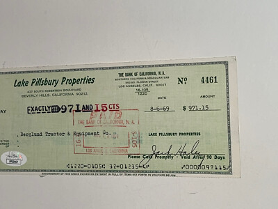 Jack Haley Signed Autographed Bank Check Wizard of Oz Tin Man JSA ...