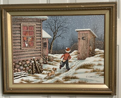 C. Carson Vintage Canvas Oil Painting/Serigraph, Framed, Little Boy ...