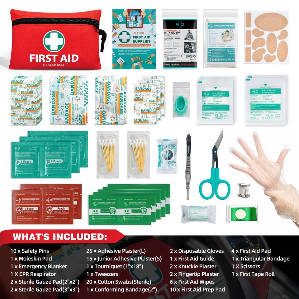 General Medi Mini First Aid Kit, 110 Piece Small 110 Set, Red | eBay