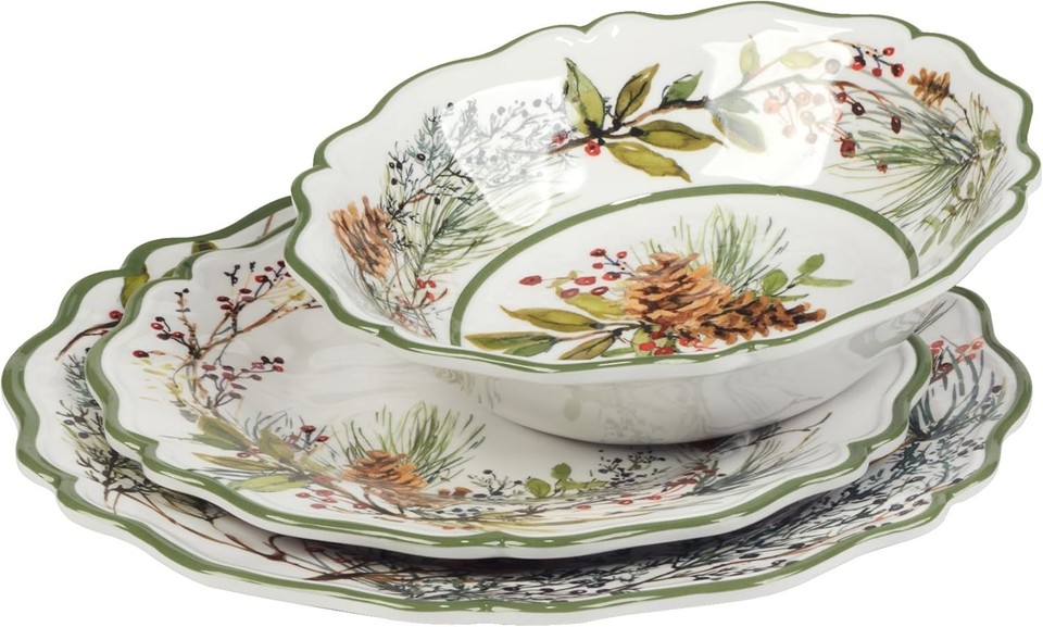 Certified International Winter Forest 12 Pc Dinnerware Set, Service for ...