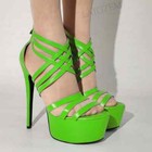 Women Platform Sandals Open Toe Back Zip Up Thin High Heels Pumps ...