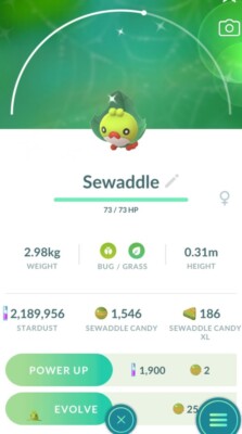 Pokemon Shiny Sewaddle Registered Or 30 Days | eBay