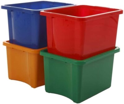 Wham Coloured Plastic Storage Boxes withNo Lids Home Office Stackable ...