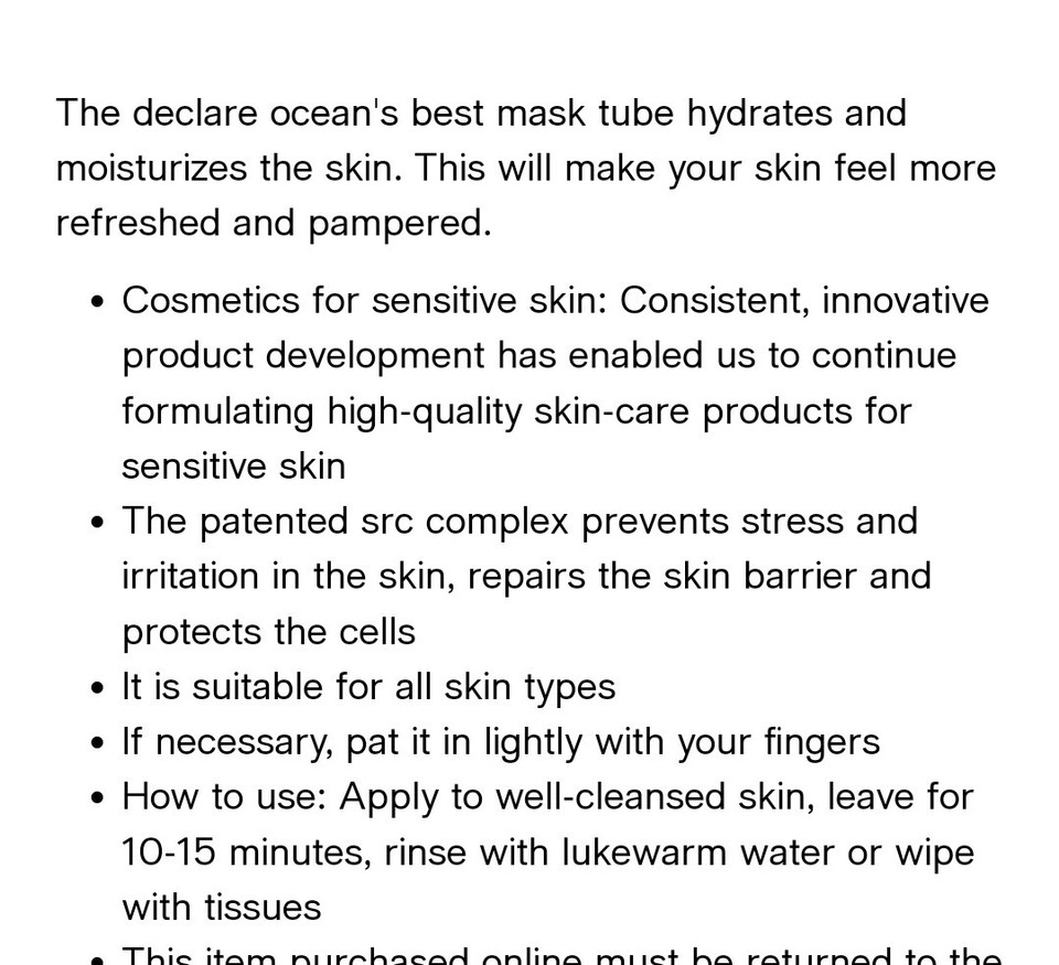 DECLARE Ocean’s Best Mask Tube 2.5 oz | eBay