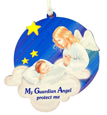 Blue My Guardian Angel Protect Me Crib Medal with Ribbon, 3 3/4 Inch | eBay