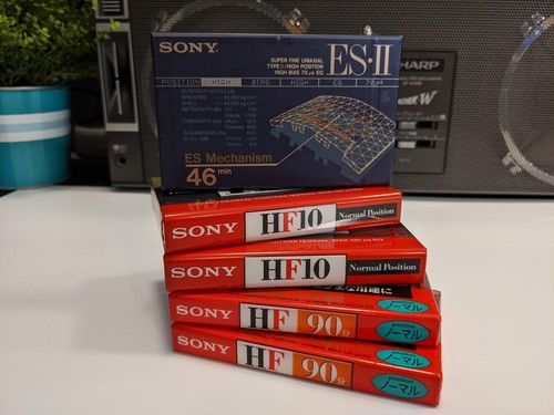 SONY ES-II 46 HF-90 HF-10 Cassette Tape Set of 5 TYPE I II BLANK New ...