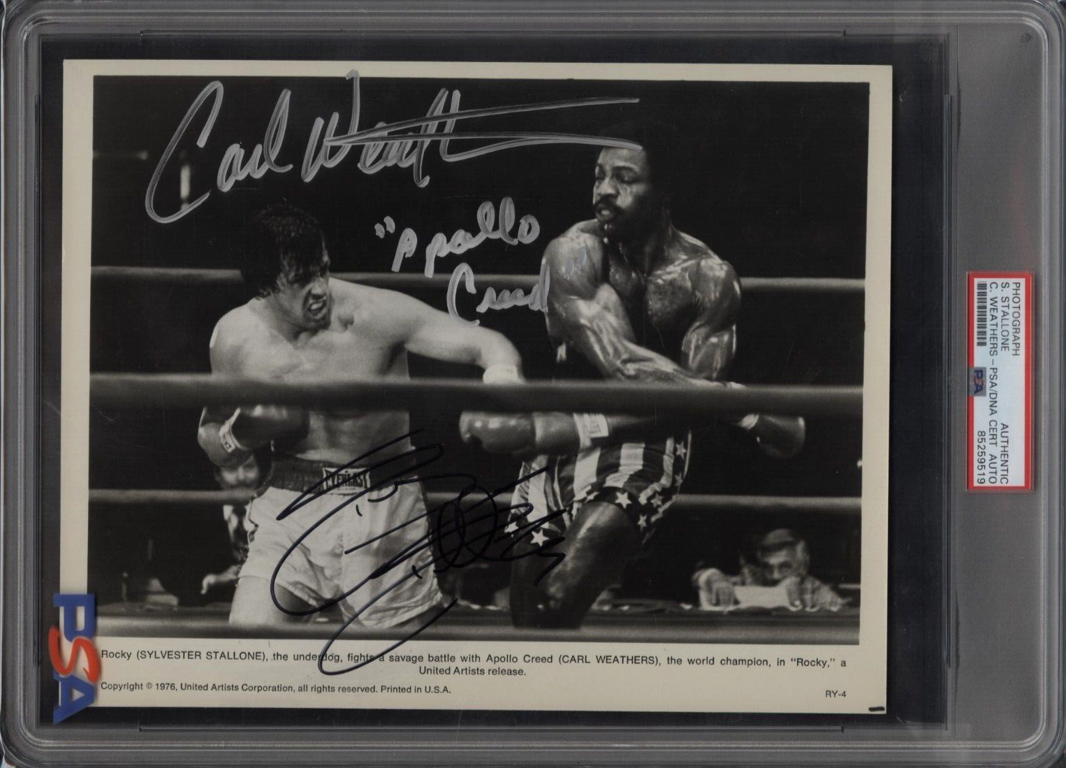 SYLVESTER STALLONE CARL WEATHERS in ROCKY Signed (2) Autographs Photo 8 ...