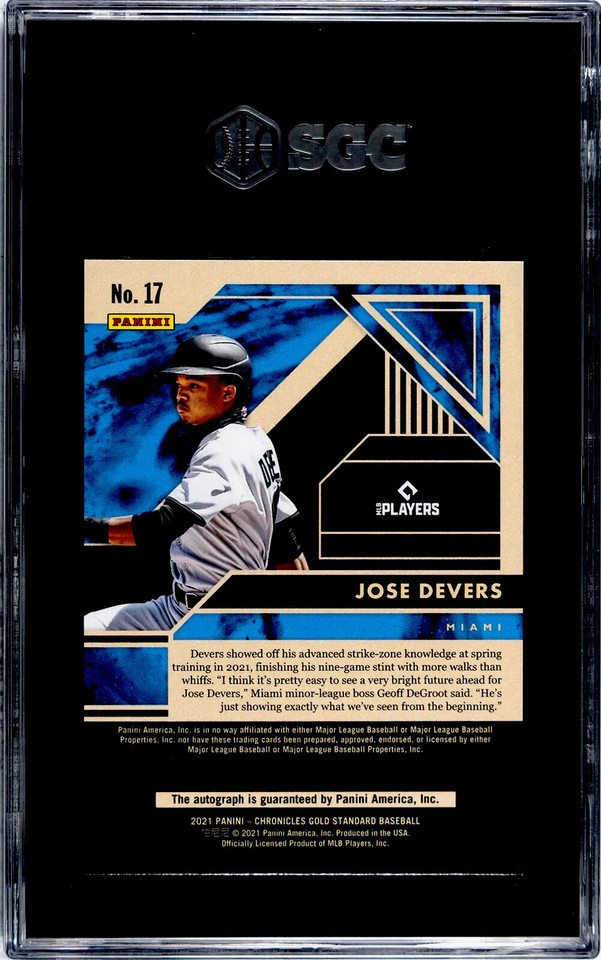 2021 Panini Chronicles #17 Jose Devers GOLD STANDARD SGC 9.5 w/10 AUTO ...