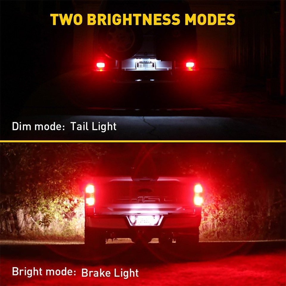 2X 7443 7440 LED Red Blinking Brake Stop Tail Parking Light Bulbs No ...