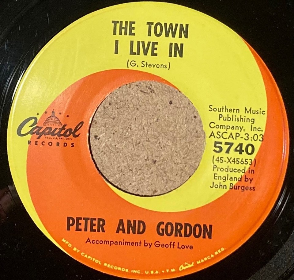 Peter & Gordon CANCELLED Single The Town I Live In 1966 45 + Capitol sleeve MINT | eBay