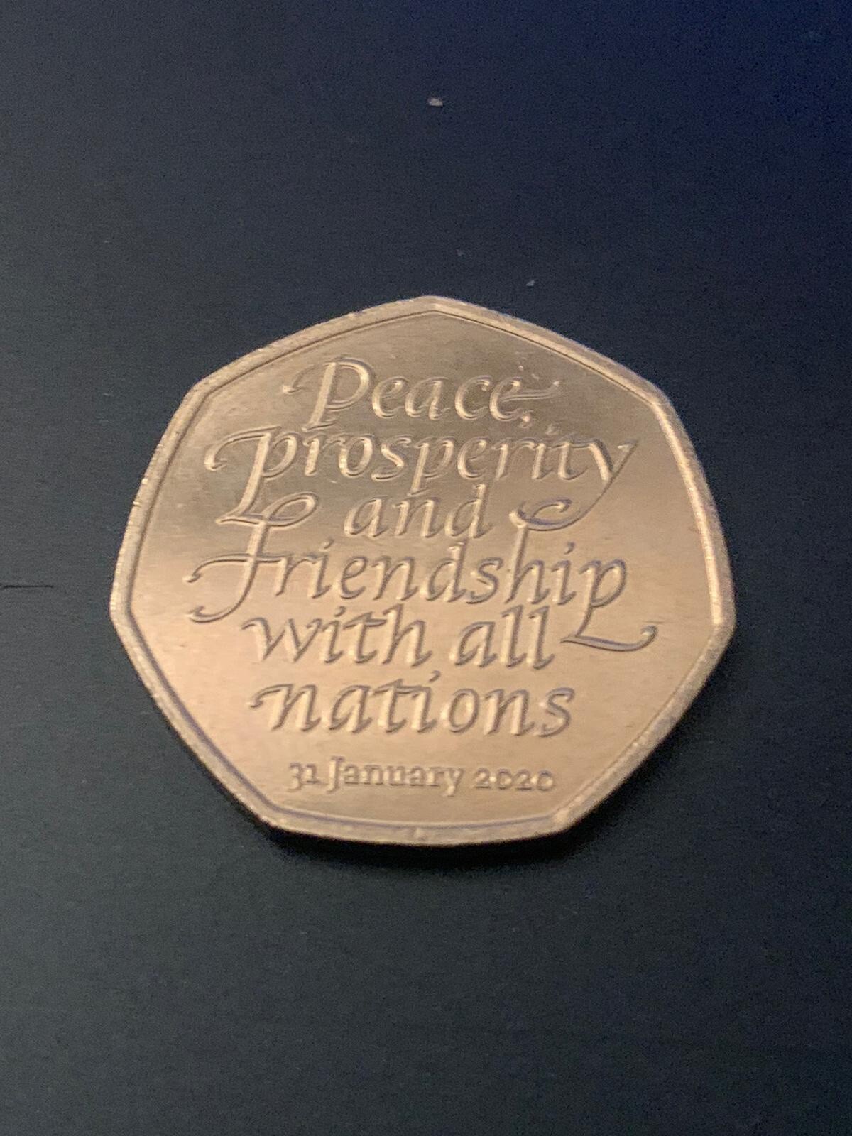 Extremely rare 50p coin Peace,prosperity,and Friendship With All ...
