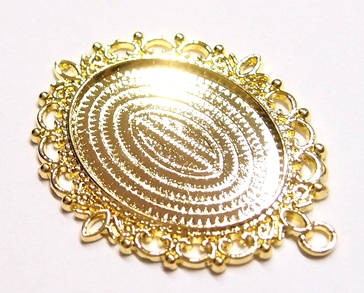 4 of 40x30mm Shiny Gold Victorian Deco Four Loops w/Scallops Pendant ...