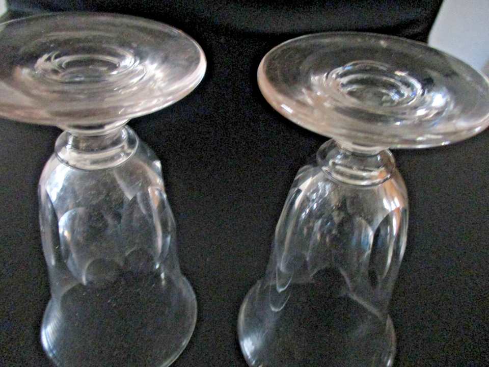 VINTAGE PONTILED FLINT GLASS WINE GLASSES WITH FLUTED PANELS 11cm TALL ...