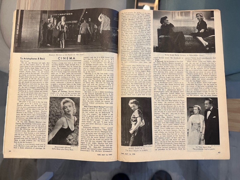 Time Magazine Latin American Edition May 14, 1956 Vol 67 No. 20 Marilyn ...