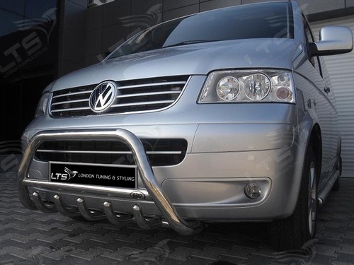 VW T6 TRANSPORTER BULL BAR CHROME AXLE NUDGE A BAR STAINLESS STEEL 2015 ...