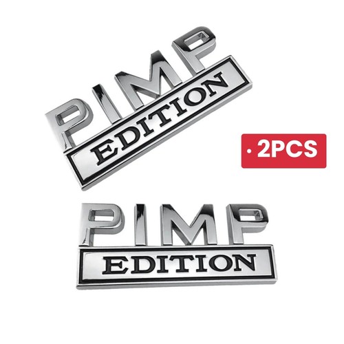 2PCS 3D PIMP Edition Emblem Stickers Decal For Car Truck Or SUV Silvery ...