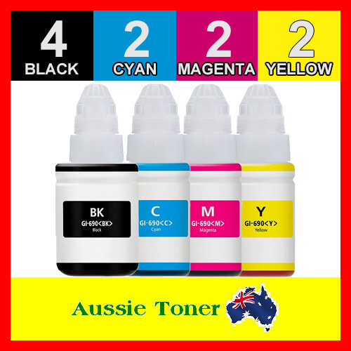 10x Generic GI-690 BK/C/M/Y Ink Bottles for Canon Pixma G2600 G3600 ...
