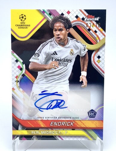 2024-25 Topps Finest UEFA Endrick Black Refractor Variation Auto RC ...