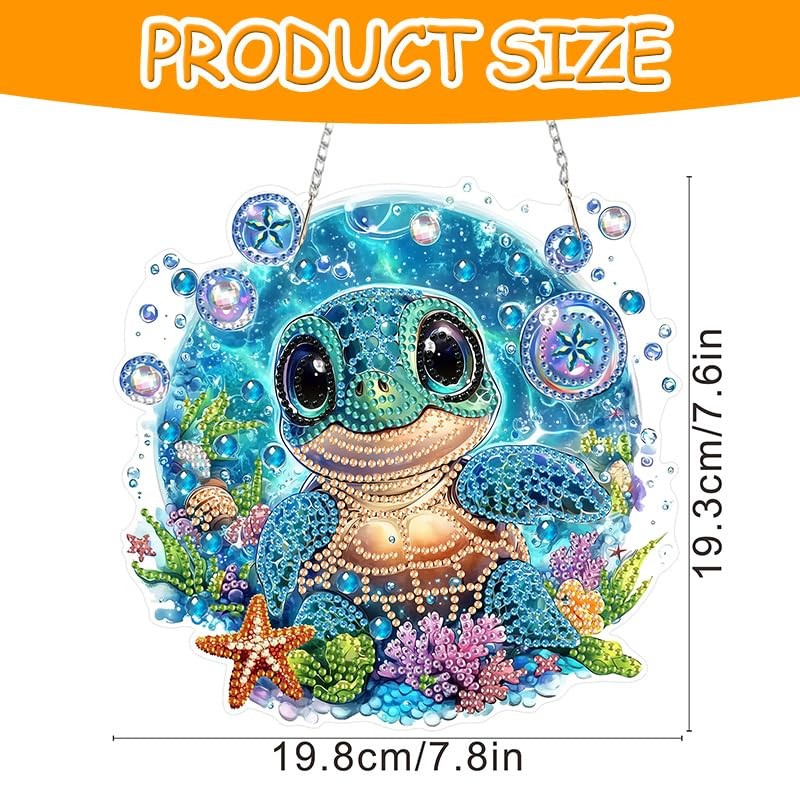 Cute Sea Turtle Diamond Painting Hanging Pendant Kit, 5D DIY Acrylic ...