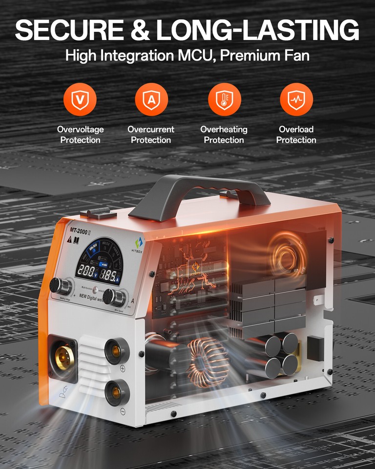 HITBOX MIG Welder 200Amp 4IN1 Gas Gasless MIG/ Lift TIG/ARC MIG Welding ...
