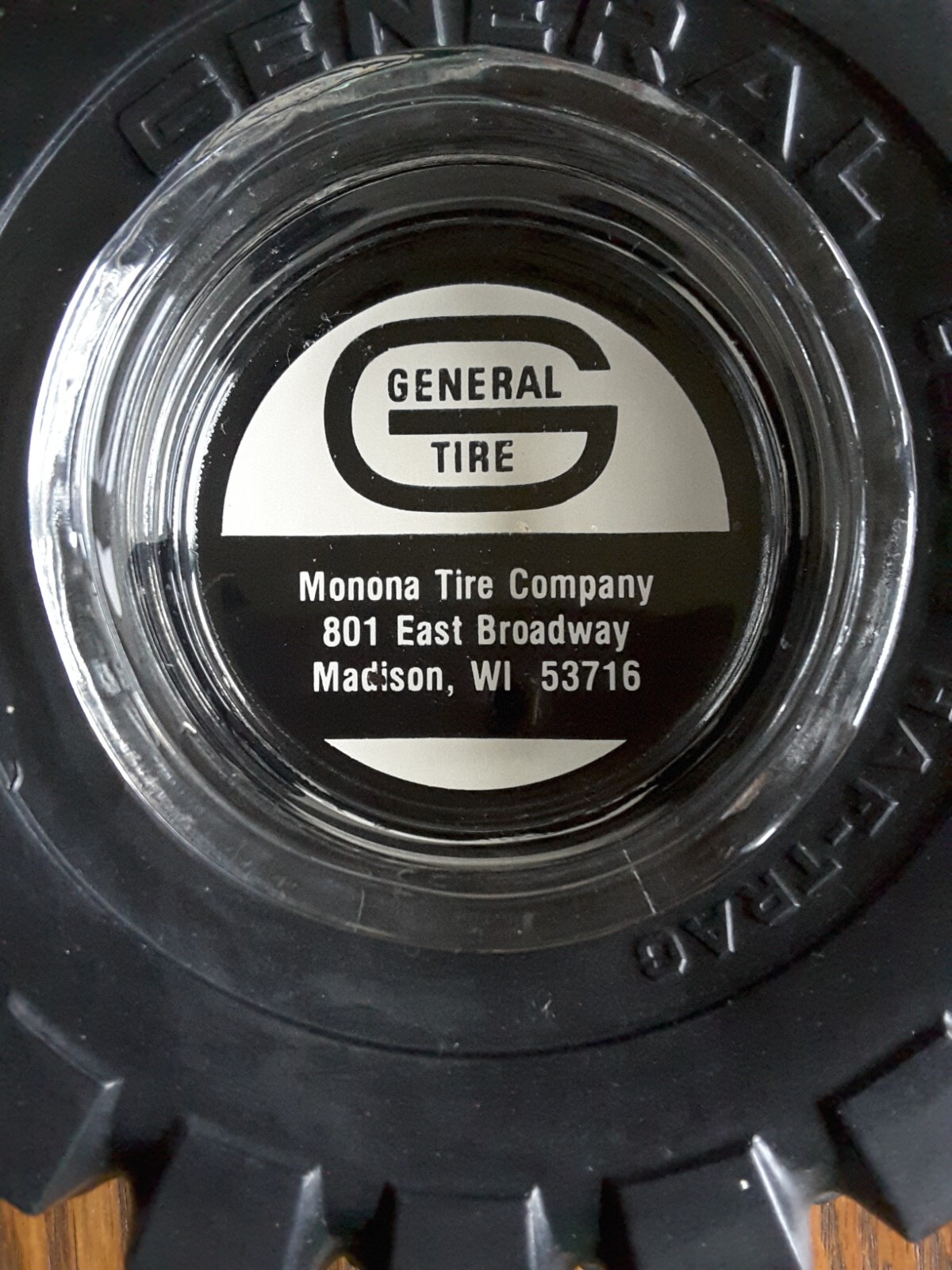 Vintage General Tire Ashtray Advertising Rubber w/Glass Insert Madison ...