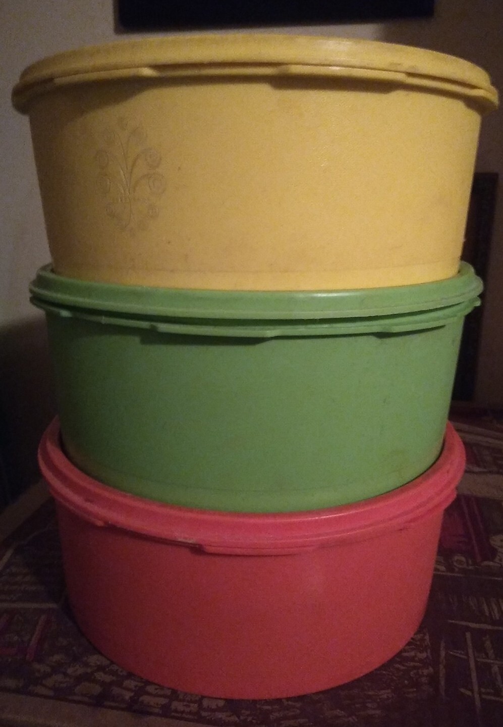 Lot 3 Vintage Tupperware 1204 8” Stackable Canisters with 1205 Lids ...