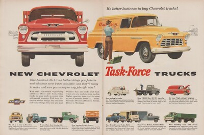 1955 Chevy Task-Force Work Trucks - Panel, Flatbed, Stake Rack - 2 Page ...
