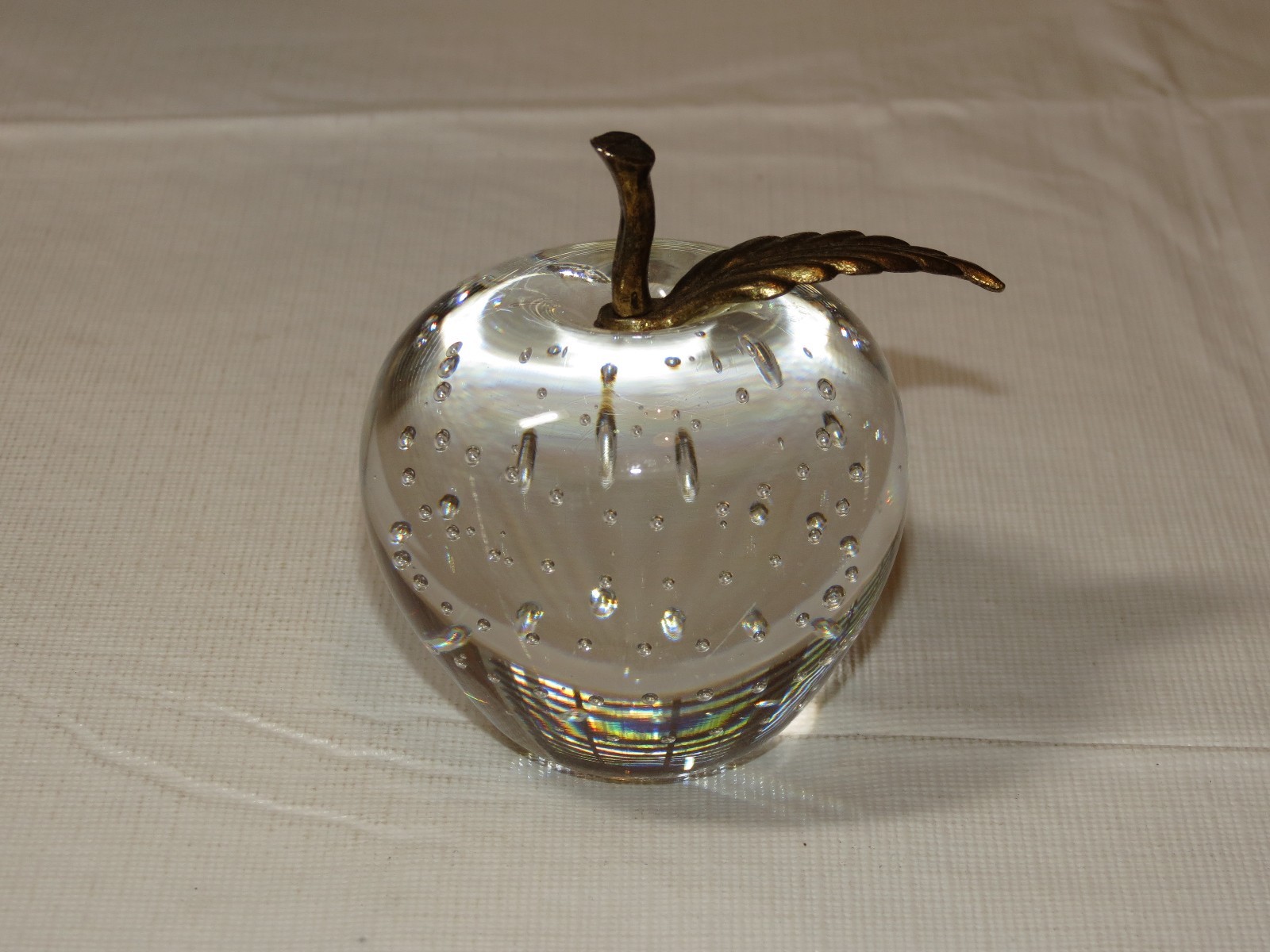 Vintage Glass Paperweight Apple With Brass Stem teacher ~ | eBay