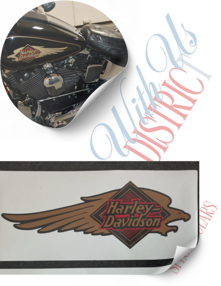 Softail Fits Harley-Davidson fuel gas tank Decals FXSTC Gold / Black ...