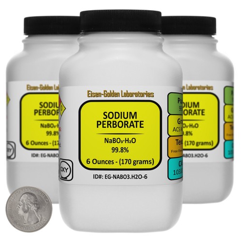 Sodium Perborate [NaBO3.H2O] 99.8% ACS Grade Granules 1.1 Lb in 3 ...