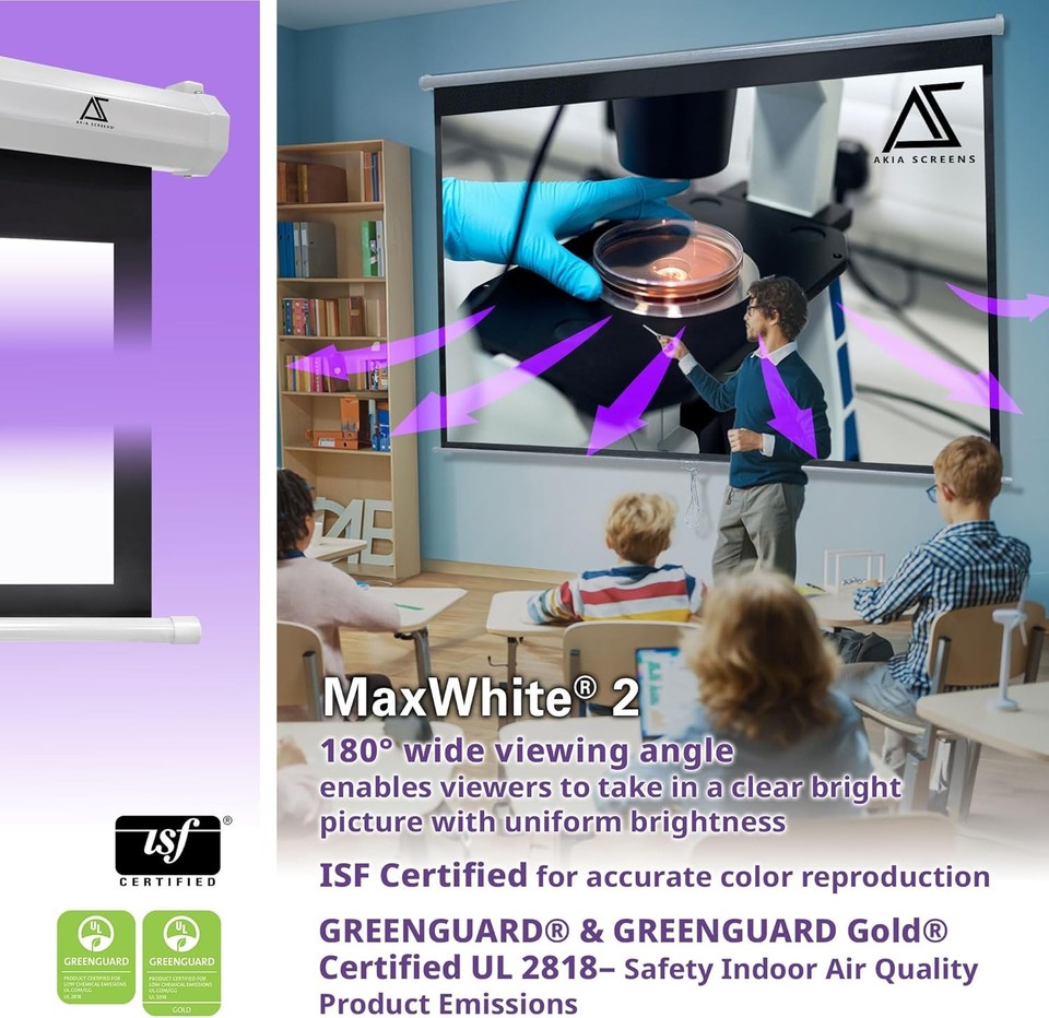 Akia Screens 110 inch Pull Down Projector Screen Manual B / 110-inch ...