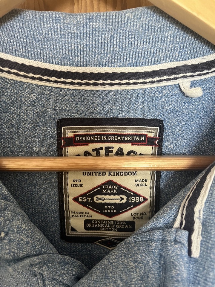 Fat Face, men's 100% cotton polo shirt, size L, light blue | eBay UK