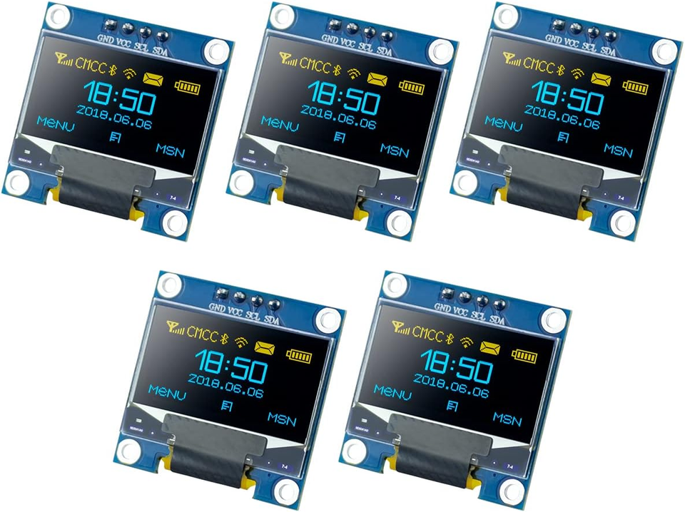 Hosyond 5-Pack 0.96" SSD1306 OLED Module 128×64 I2C Display Compatible ...