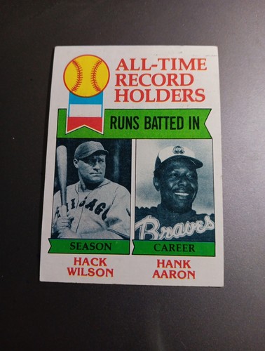 1979 Topps - All-Time Record Holders Hank Aaron, Hack Wilson #412 Runs ...