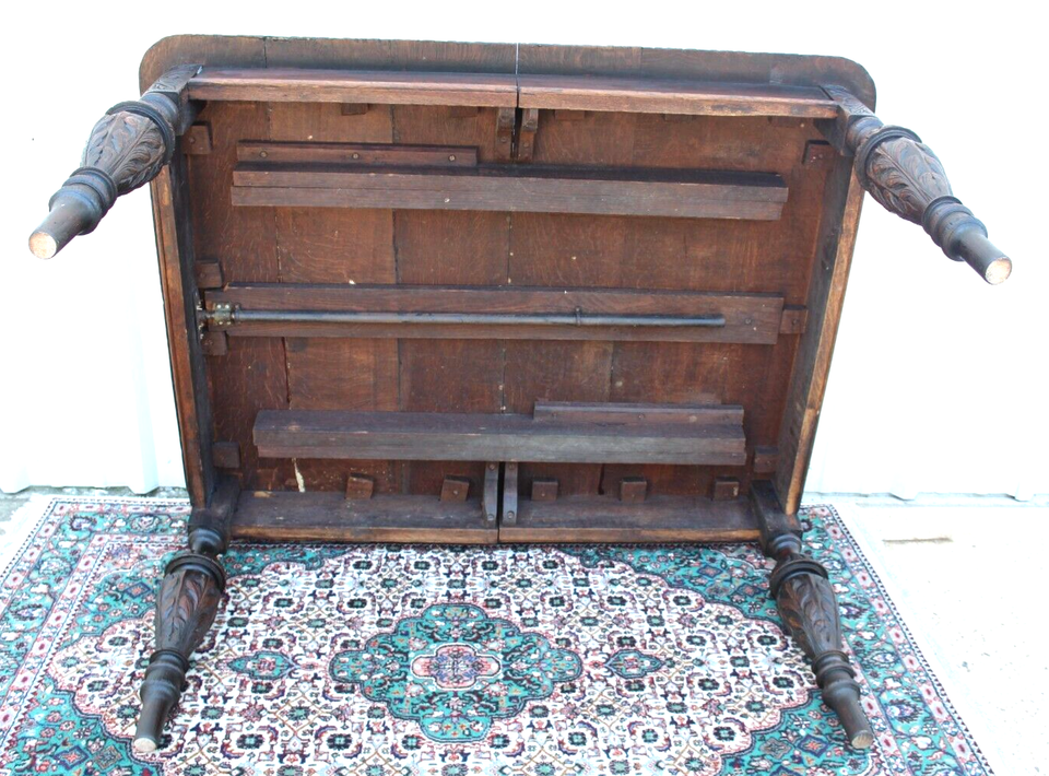 French Antique Tiger Oak Renaissance Dining Table | Carved Legs c.1880 ...