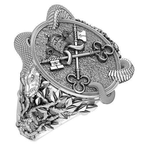 925 Sterling Silver Keys of Saint Peter Ring St Peter Catholic ...