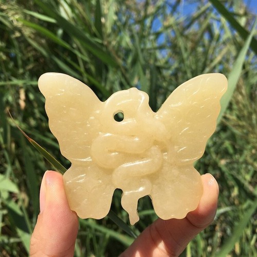 Natural Yellow Calcite Butterfly Angel Quartz Crysta Carving Decoration ...