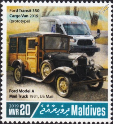 US MAIL FORD Model A Truck/USPS Ford Transit 350 Cargo Van Stamp (2018 ...