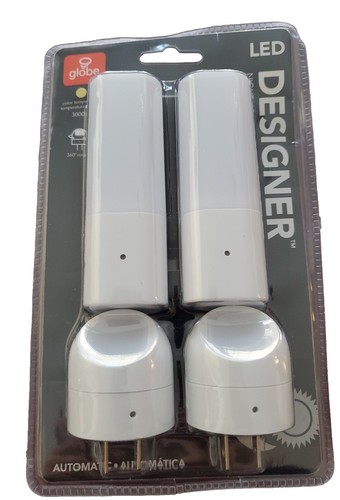 Globe White Automatic Dusk/Dawn Cylinder & Directional LED Night Light ...