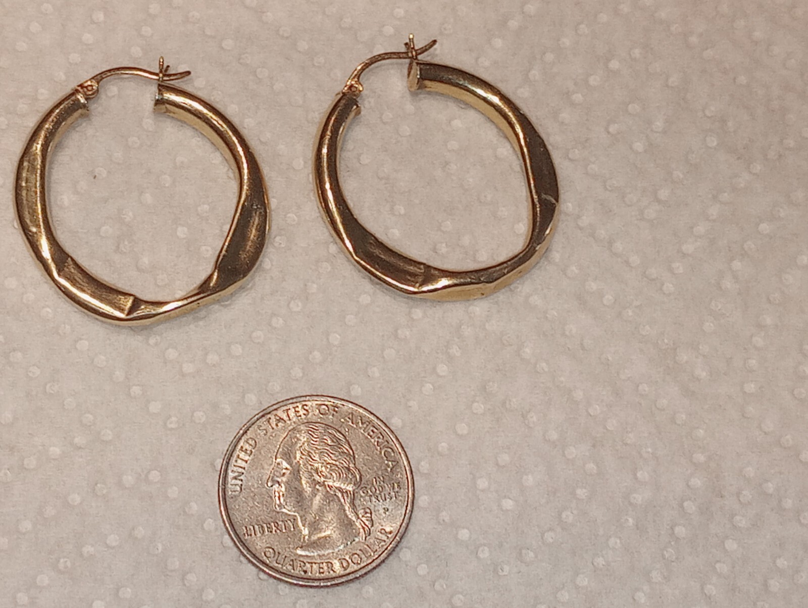 Signed BG 14k Solid Yellow Gold Hoop Earrings 1.25"in… - Gem