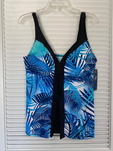 CEEB Women's Tulum Fly Away Tankini Top Swimsuit Blue~White~Black Size ...